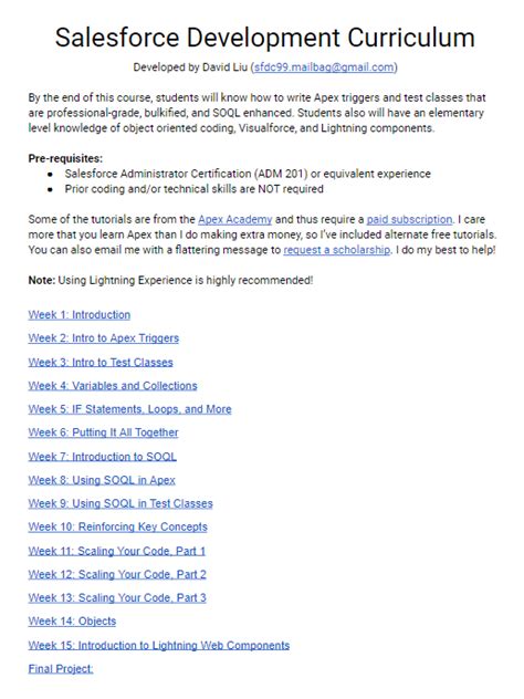 Free 15 Week Developer Course Updated Salesforce Coding Lessons