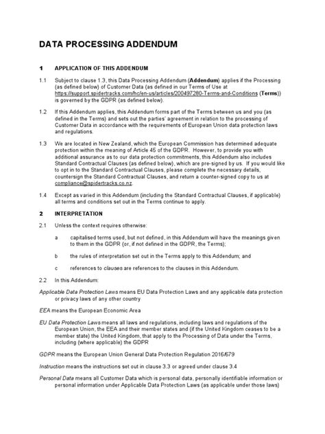 Data Processing Addendum Application Of This Addendum Pdf Information Privacy Public Law