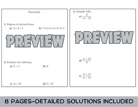 Factorials Worksheet With Solutions Teaching Resources
