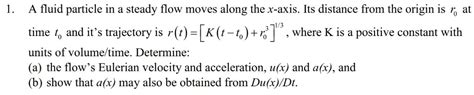 Solved A Fluid Particle In A Steady Flow Moves Along The Chegg