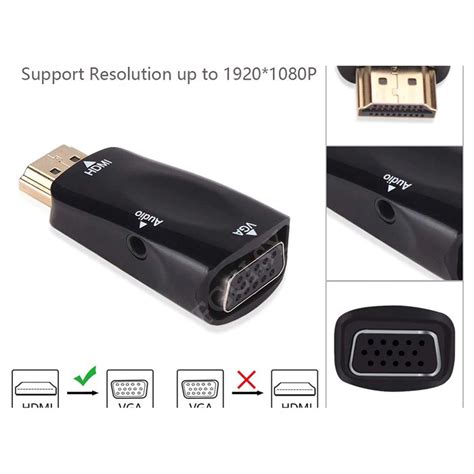 Jual Konverter Dari HDMI Ke VGA Male To Female HDMI To VGA Adapter HD 1080P Audio Cable