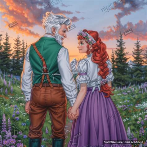 Ai创作图童话故事场景 塔塔尔族人物情侣插画 故事场景 童话故事插画 灰姑娘的故事 童话故事场景图片 鄂温克族人物情侣插画 童话故事婚礼 紫色