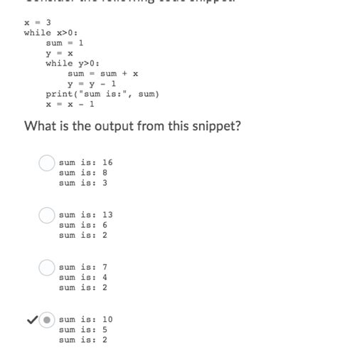 Solved X 3 While X0 Sum 1 Y X While Y0 Sum Sum
