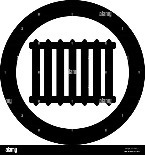 Cast Iron Battery Heating Radiator Icon In Circle Round Black Color Vector Illustration Flat