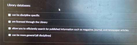 Solved Library Databasescan Be Discipline Specificare