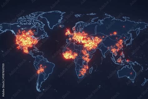 Global Viral Spread Map Highlighting Zones Of Infection Across Continents And Regions