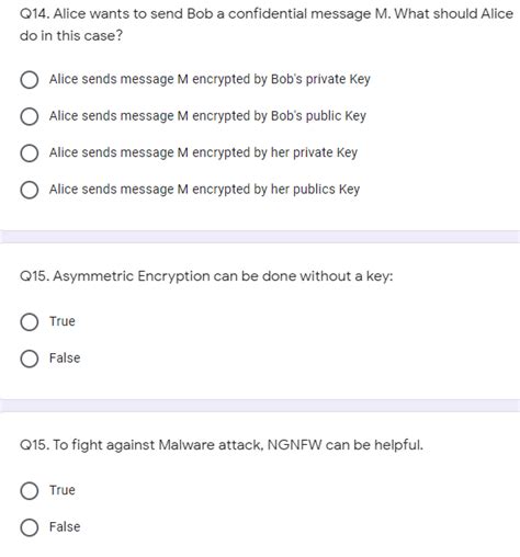 Solved Q14 Alice Wants To Send Bob A Confidential Message