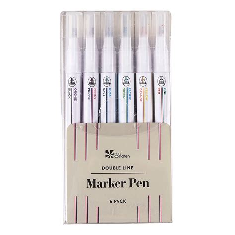 Double Line Marker Pens 6 Pack Erin Condren