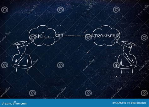 Skill Transfer Men With Thoughts Connected With A Plug Stock Image