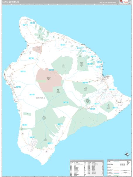 Hawaii County Hi Wall Map Premium Style By Marketmaps Mapsales