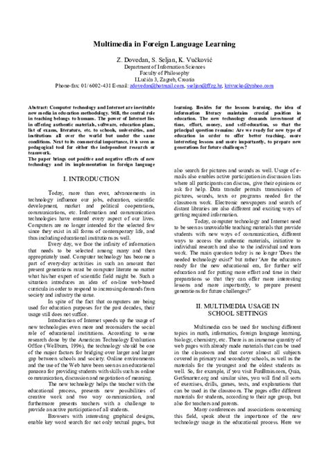 Pdf Multimedia In Foreign Language Learning