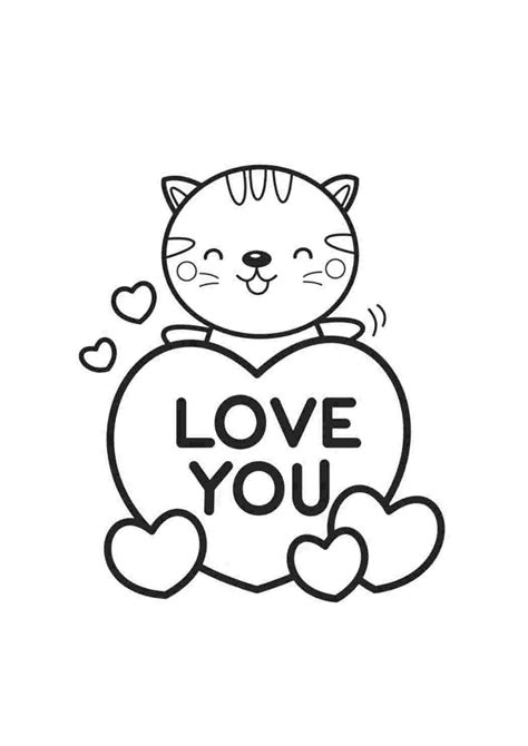 Раскраски Раскраска Для детей 5 6 лет Котик и сердечко Разукраски Раскраска Для детей 5 6 лет