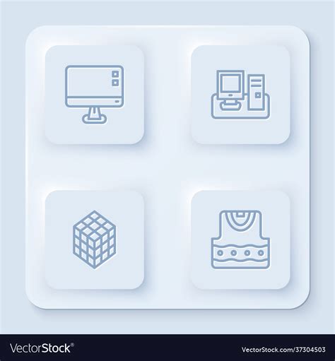 Set Line Computer Monitor Screen Monitor Vector Image