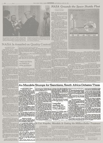 As Mandela Stumps For Sanctions South Africa Debates Them The New