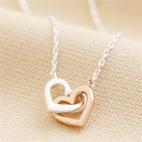 Mixed Metal Tiny Interlocking Hearts Necklace Silver Lisa Angel