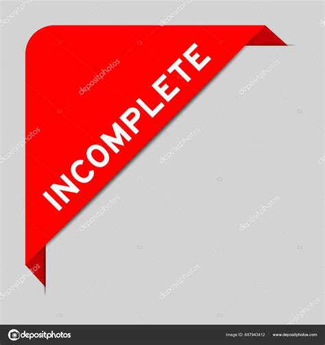 Red Color Corner Label Banner Word Incomplete Gray Background Stock Vector By ©