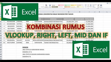 Kombinasi Rumus Vlookup Right Mid Left Dan If Pada Excel Youtube