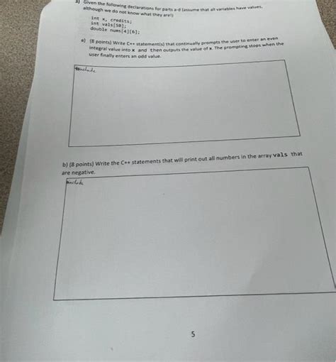 Solved 3 Given The Following Declarations For Parts A D