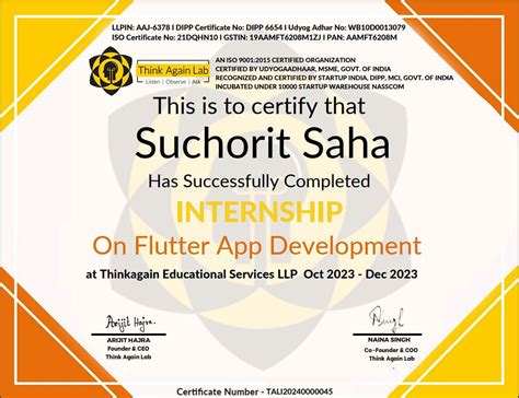 Suchorit Saha On Linkedin Successfully Completed Internship On Flutter App Development At