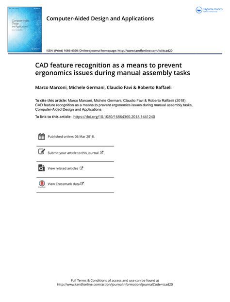 Pdf Cad Feature Recognition As A Means To Prevent Ergonomics Issues During Manual Assembly Tasks