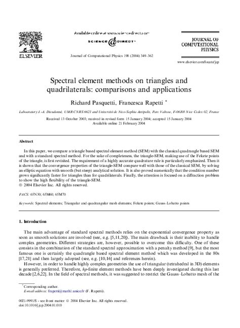 pdf spectral element methods on triangles and quadrilaterals comparisons and applications