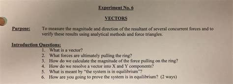 Solved Experiment No VECTORS Purpose To Measure The Chegg Com