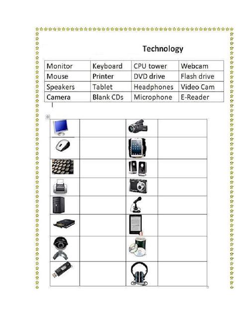 Technology Worksheet Pdf