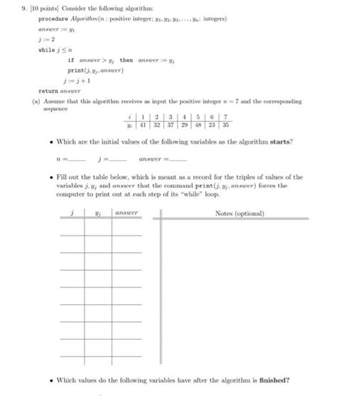 Solved 9 10 Points Consider The Following Algorithm