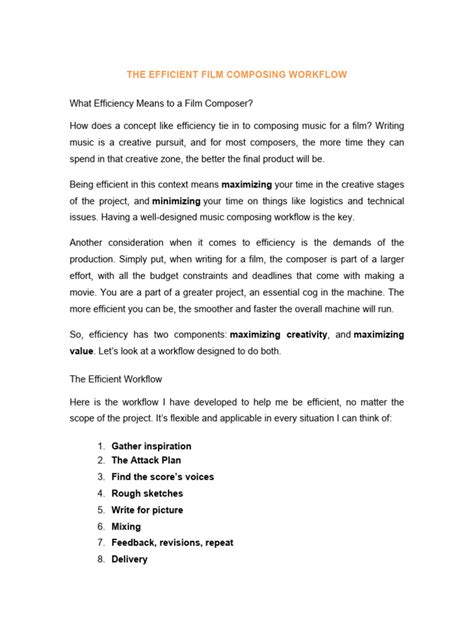 The Efficient Film Composing Workflow Pdf Film Score Musical