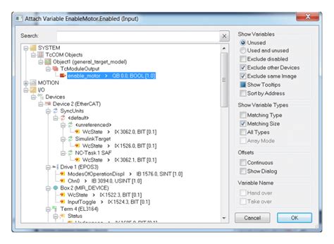 This Screen Shows The Link Of The Enable Motor Plc Variable