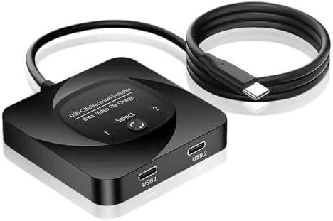 ETZIN USB C Switch 2 In 1 Output Bi Direction USB C Switch 8K At 60Hz USB Switcher Adapter Plug