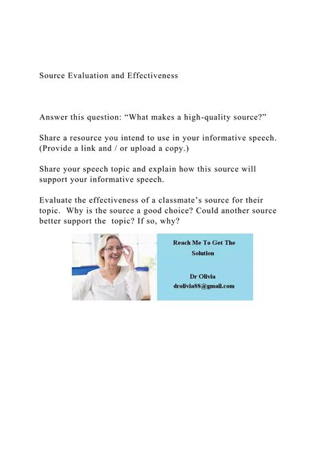 Source Evaluation And Effectivenessanswer This Question Docx