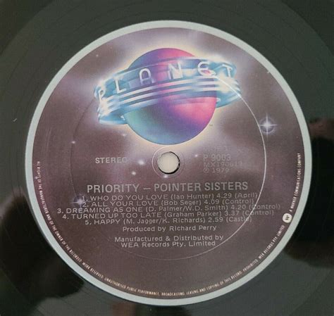Pointer Sisters Priority Vinyl Lp Record 1979 Aus Press Winsert