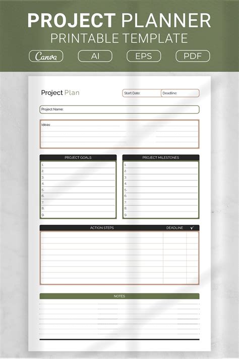 Project Draft Planner Printable Template