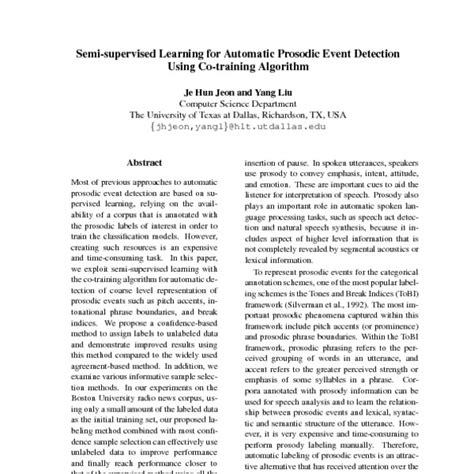 Semi Supervised Learning For Automatic Prosodic Event Detection Using Co Training Algorithm