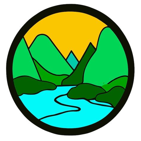 Premium Vector A Green Nature With A River And Trees Vector Illustration