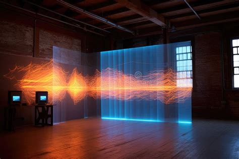 Soundwave Visualization Projected Onto A Canvas Stock Illustration