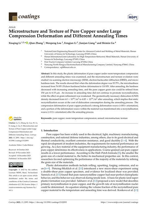 Pdf Microstructure And Texture Of Pure Copper Under Large Compression