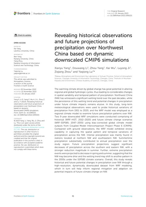 Pdf Revealing Historical Observations And Future Projections Of Precipitation Over Northwest