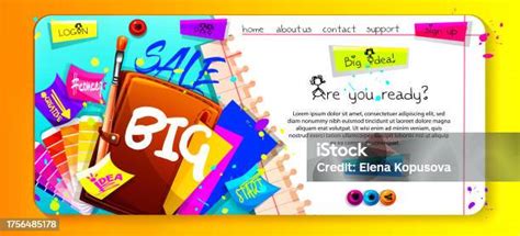 만화 스타일의 창의성과 전자 상거래 개념 여러 가지 색상의 종이 색상 팔레트 스티커가 있는 브러시 및 여러 가지 색상의 얼룩이