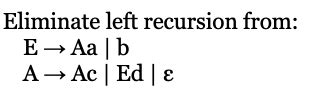 Solved Eliminate left recursion from EAab AAcEdε Chegg