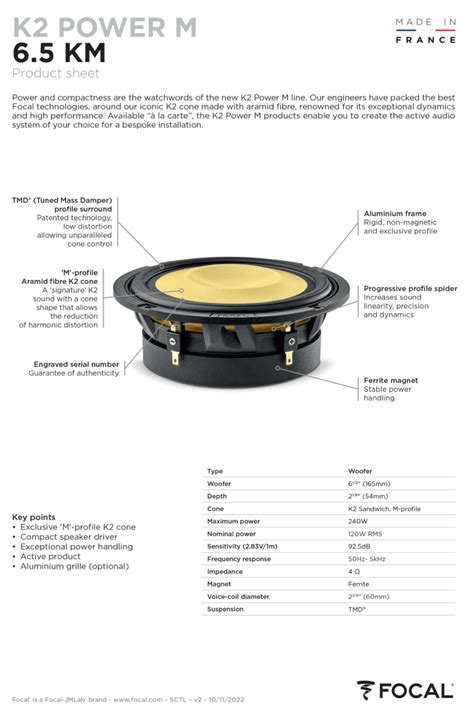 Focal 65 Km 65 Inch 165mm Woofer Pair Sound Garage
