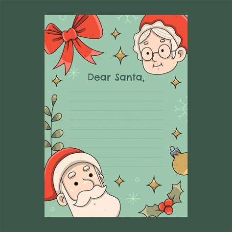 Modelo De Carta De Desejos De Papai Noel Vetor Premium
