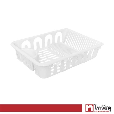 Kassa Home ที่คว่ำจานพลาสติกพร้อมที่ใส่ช้อน 1 ชั้น รุ่น Kpc ขนาด 47 X 36 X 10 ซม สีขาว Shopee