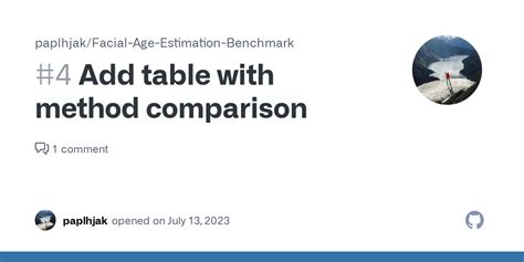 Add Table With Method Comparison · Issue 4 · Paplhjakfacial Age Estimation Benchmark · Github