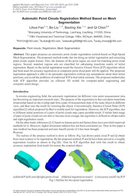 Pdf Automatic Point Clouds Registration Method Based On Mesh Segmentation Dokumentips