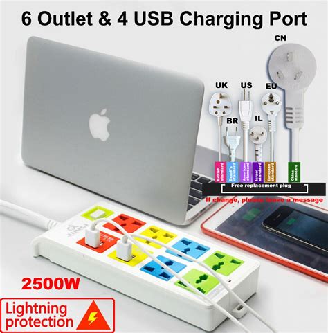 Multi Usb Lader Lynbeskyttelsessystem Støpsel I Pa Grandado