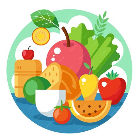 Healthy Foods Clipart Cartoon Style Vector Illustration Premium Ai