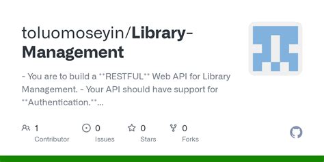 Github Toluomoseyin Library Management You Are To Build A Restful Web Api For Library