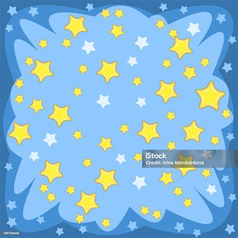 추상적 배경입니다 별표 만화 플랫 스타일 부드러운 둥근 구름 컴포지션은 정사각형 비율입니다 흰색 배경 위에 격리 일러스트 벡터 개념에 대한 스톡 벡터 아트 및 기타 이미지